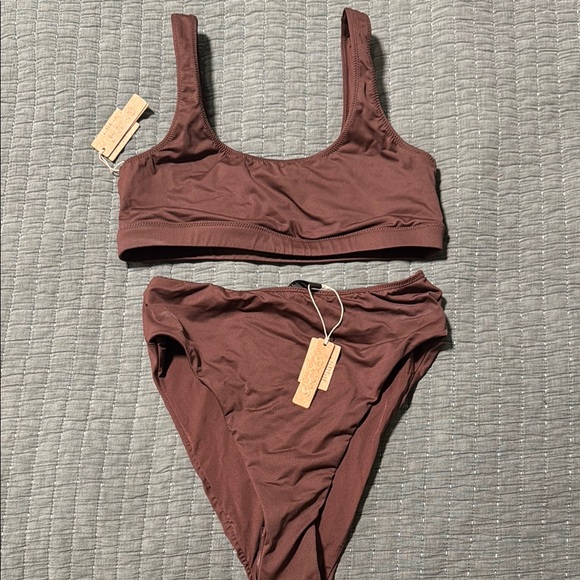 SKIMS | Swim | Skims Brown Bikini Set Sporty Swimwear | Poshmark
